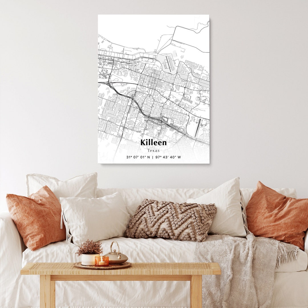 Killeen City Map Print, Killeen Texas Map Poster, USA City Street Map ...