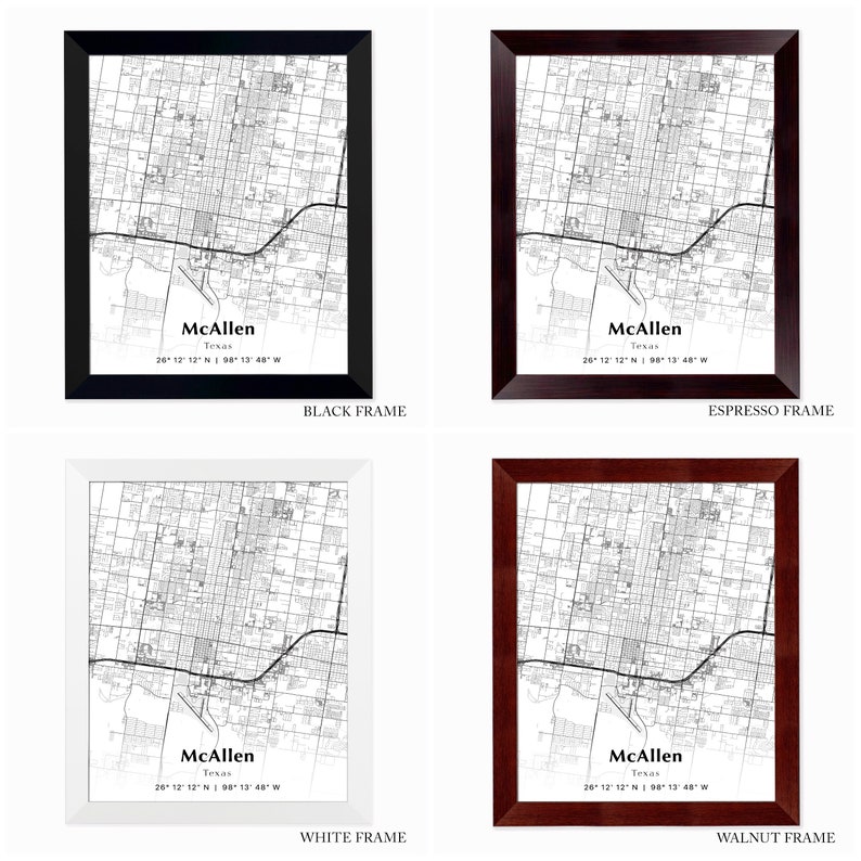 Mcallen City Map Print, Mcallen Texas Map Poster, USA City Street Map ...