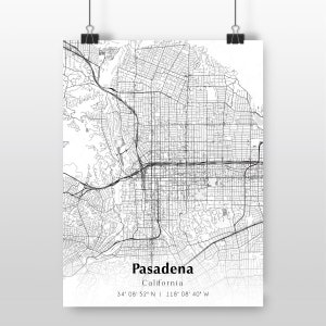 Pasadena City Map Print, Pasadena California Map Poster, USA City ...