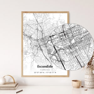 Escondido City Map Print, Escondido California Map Poster, USA City ...