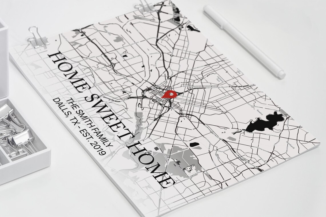 Custom Map Print Custom Home Address Print Home Sweet Home - Etsy