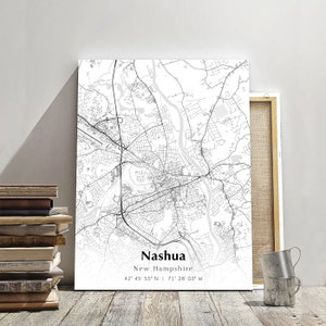 Nashua City Map Print, Nashua New Hampshire Map Poster, USA City Street ...