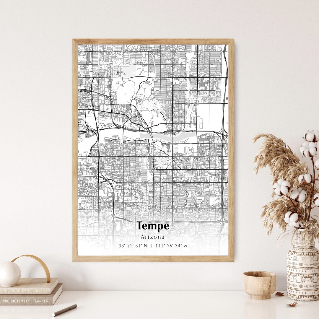 Map of Tempe Digital File, Modern City Map, Tempe Printable Map, Tempe ...