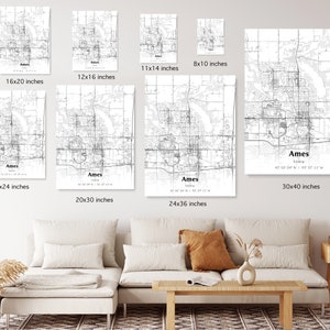 Ames City Map Print, Ames Iowa Map Poster, USA City Street Map, Map of ...