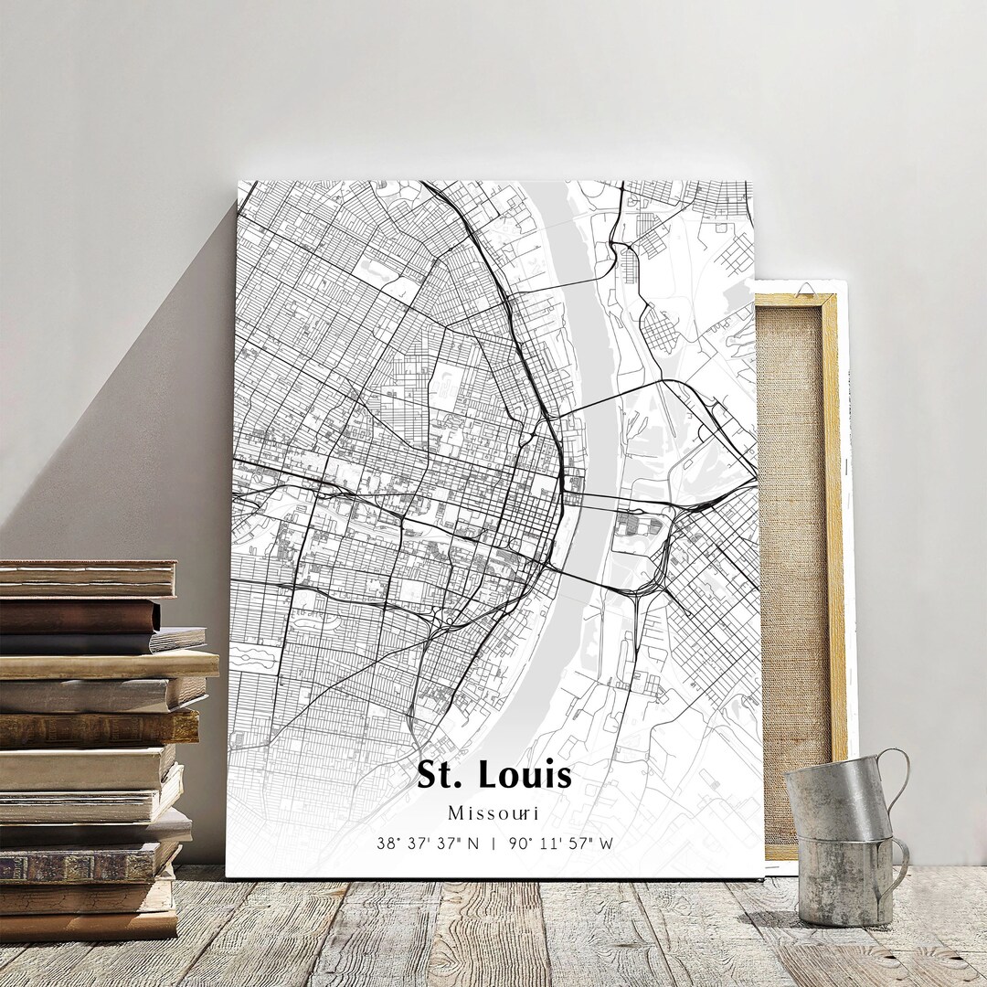 St. Louis City Map Print, St. Louis Missouri Map Poster, USA City ...
