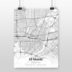 El Monte City Map Print, El Monte California Map Poster, USA City ...