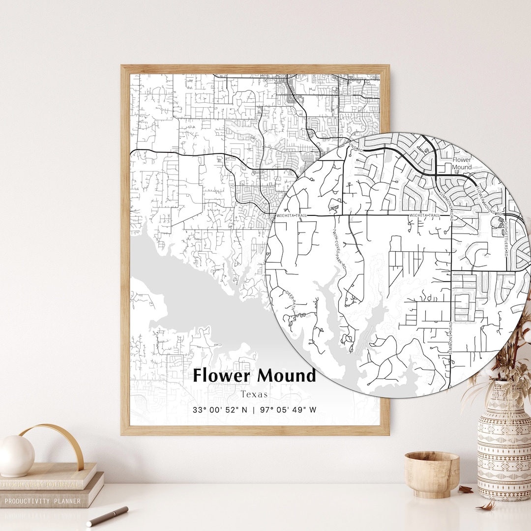 Flower Mound City Map Print, Flower Mound Texas Map Poster, USA City ...