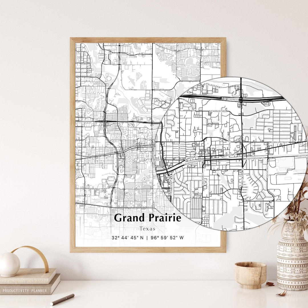 Grand Prairie City Map Print, Grand Prairie Texas Map Poster, USA City ...