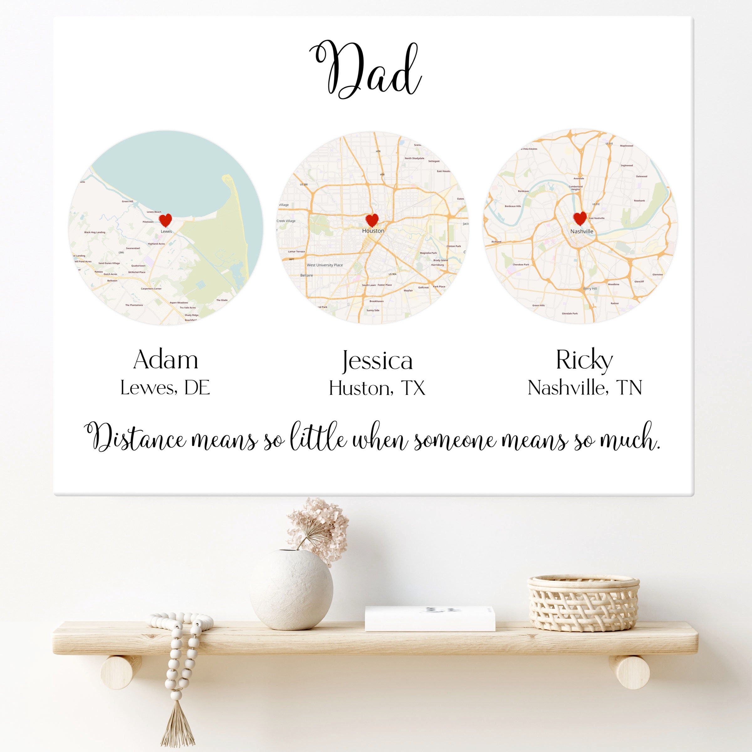 Fathers Day Gift Maps Canvas Dad Gift Kids Living Places - Etsy UK