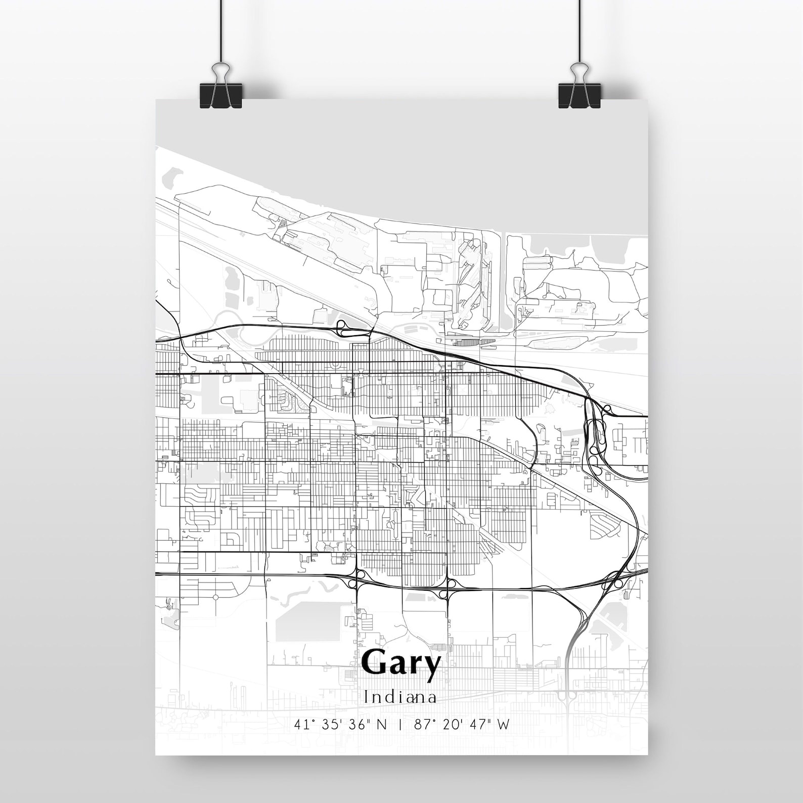 Gary City Map Print Gary Indiana Map Poster USA City Street - Etsy