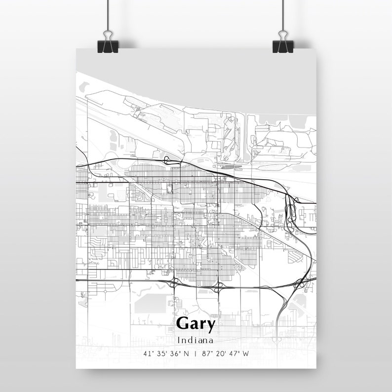 Gary City Map Print Gary Indiana Map Poster USA City Street - Etsy