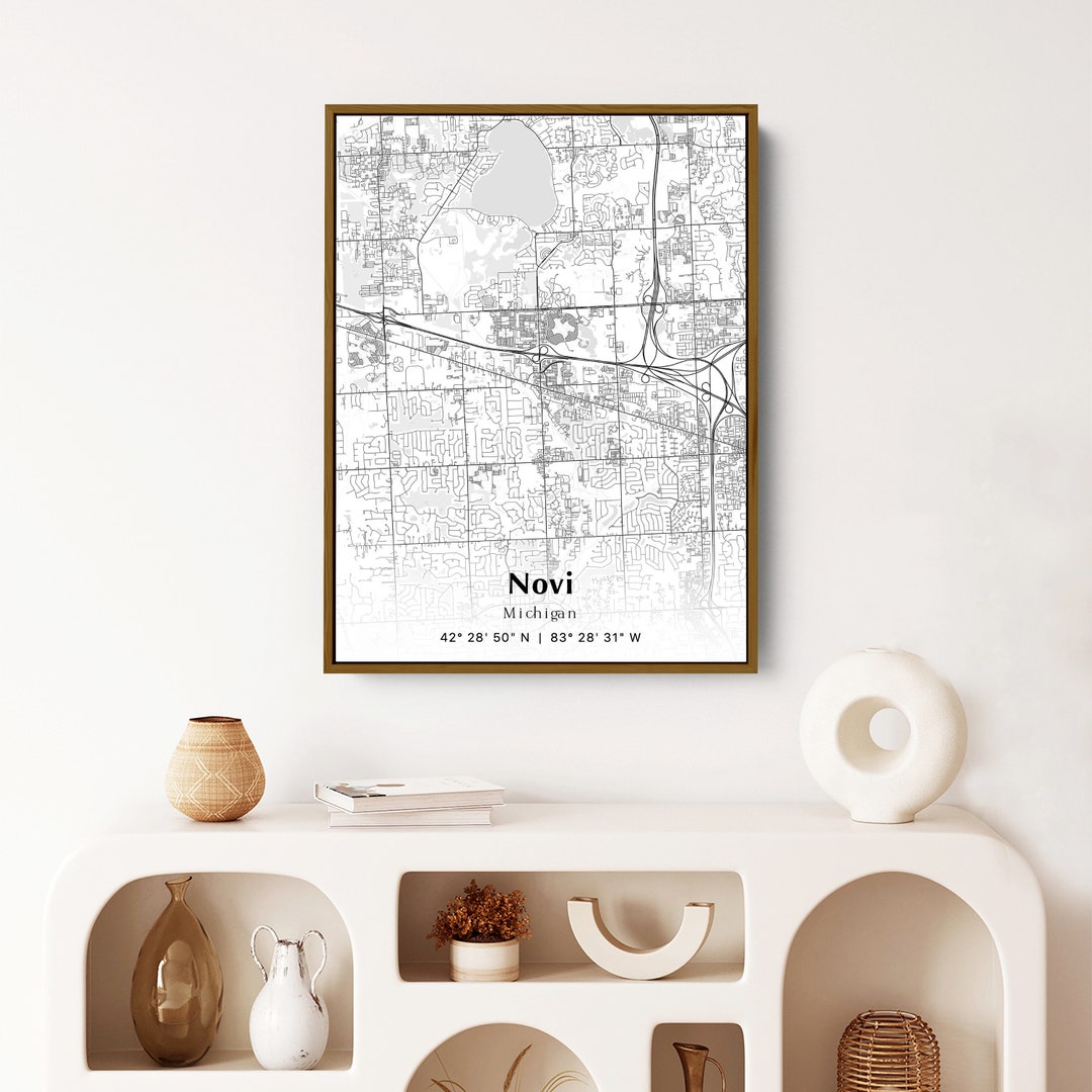 Novi City Map Print, Novi Michigan Map Poster, USA City Street Map, Map ...