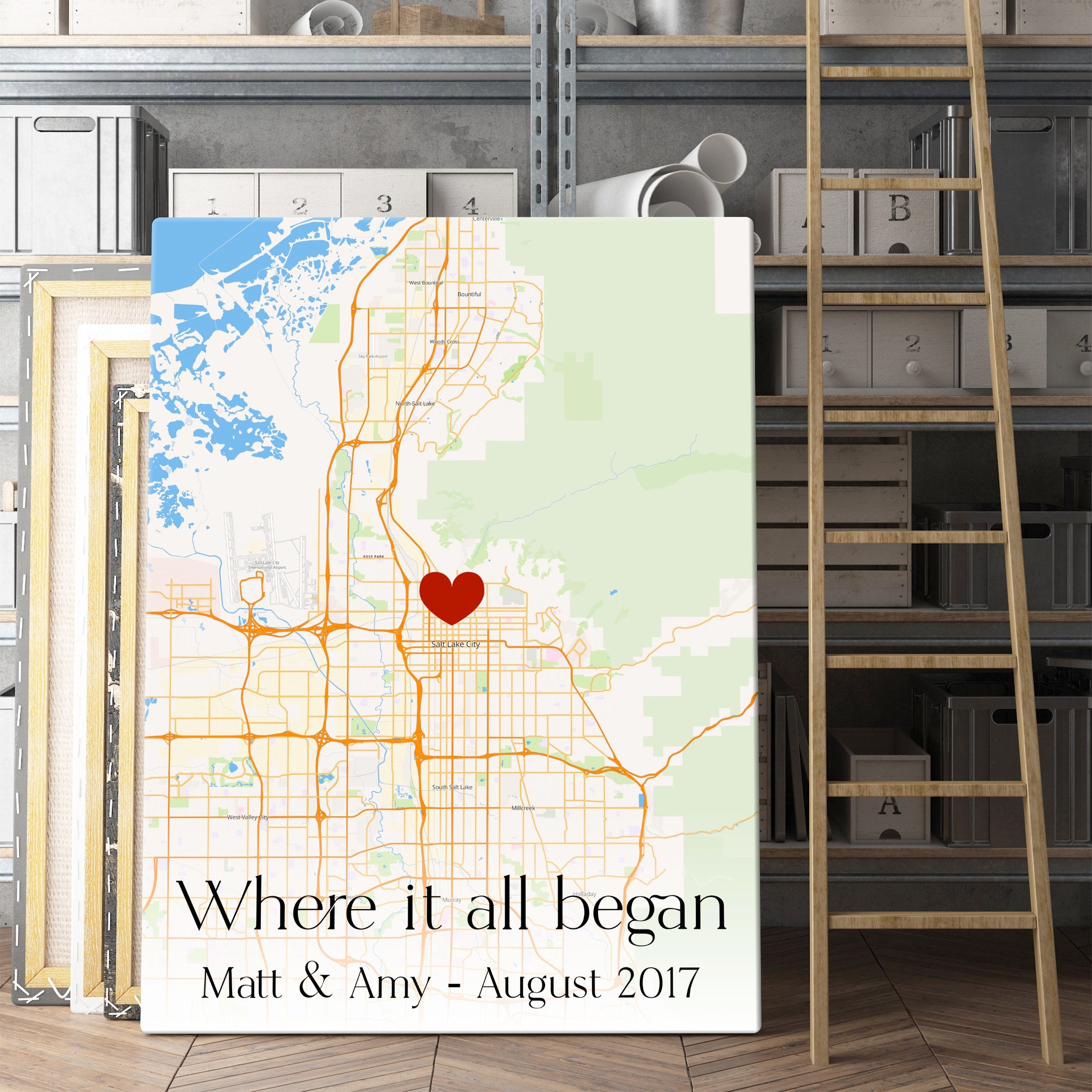 Any location map canvas print Where it all began map | Etsy