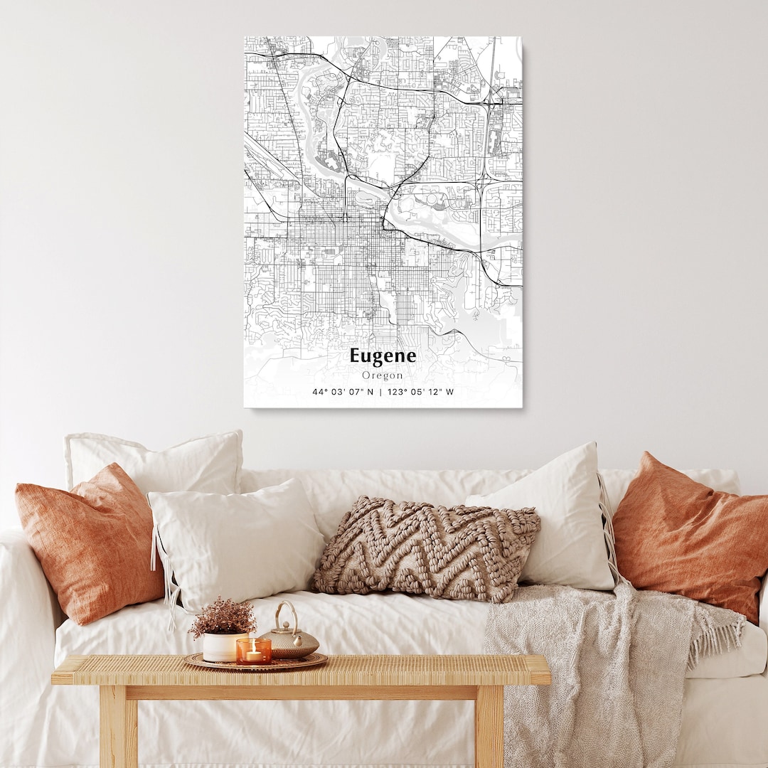 Eugene City Map Print, Eugene Oregon Map Poster, USA City Street Map ...