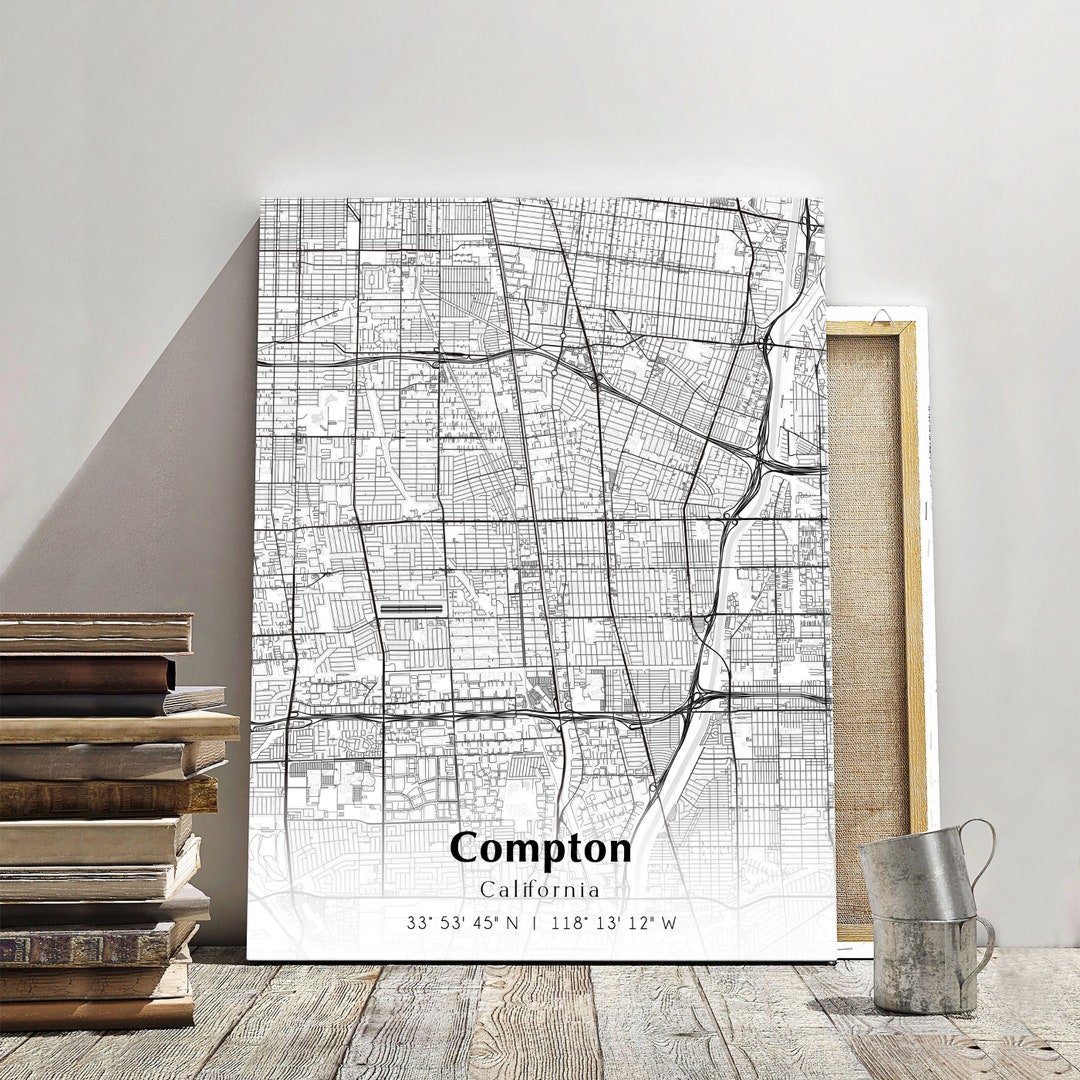 Compton City Map Print, Compton California Map Poster, USA City Street ...
