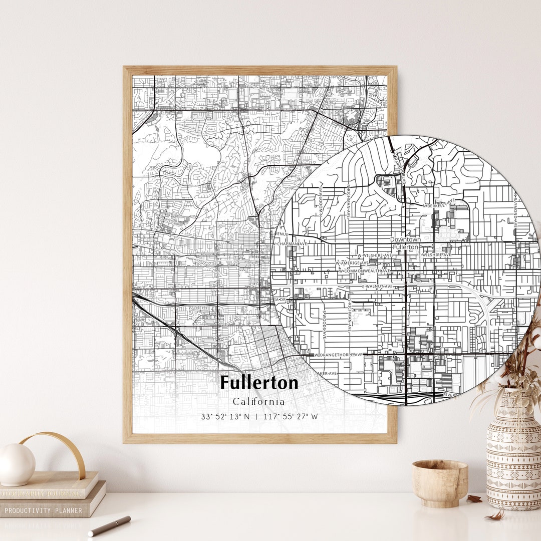 Map of Fullerton Digital File Modern City Map Fullerton - Etsy