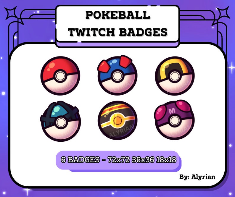 6 PKMN Pokeball for Twitch Sub Badges Bit Badges Stream Graphics - Etsy ...