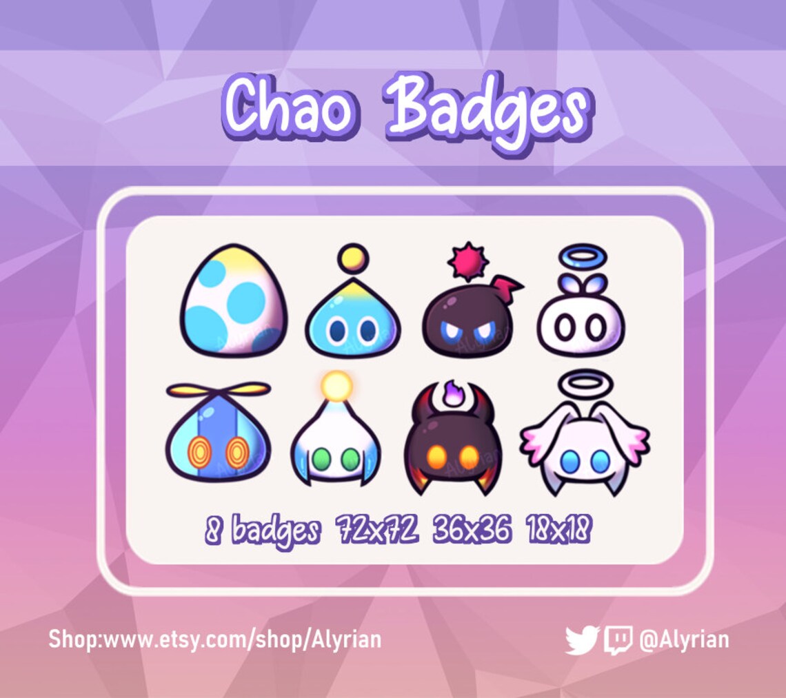 8 Chao Twitch Sub Badges Bit Badges Stream Graphics - Etsy