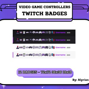 12 Video Game Controllers Twitch Sub Badges | Bit Badges | Premade Pack ...