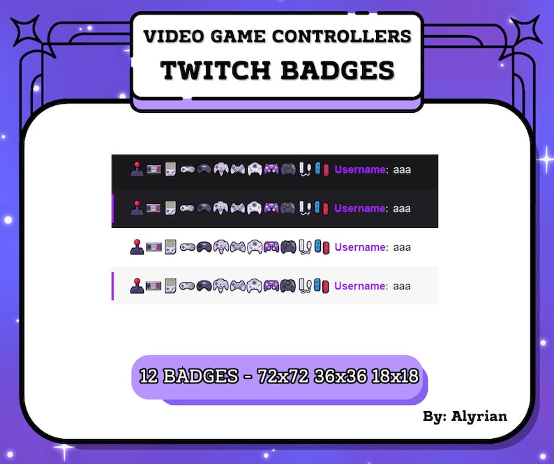 12 Video Game Controllers Twitch Sub Badges | Bit Badges | Premade Pack ...