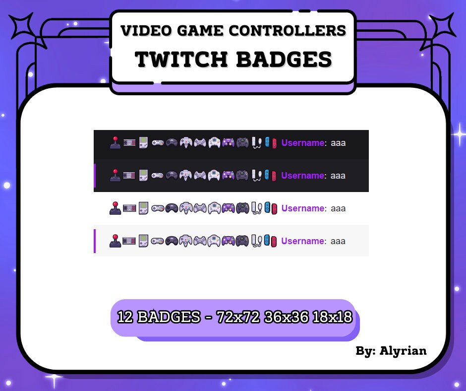 12 Video Game Controllers Twitch Sub Badges | Bit Badges | Premade Pack | Stream Graphics ...