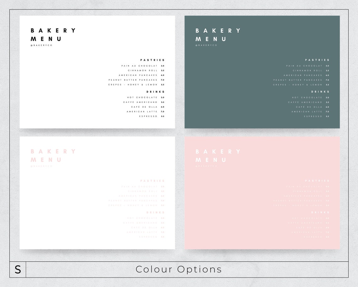 Minimalist Bakery Menu Template / Editable Restaurant Menu / | Etsy