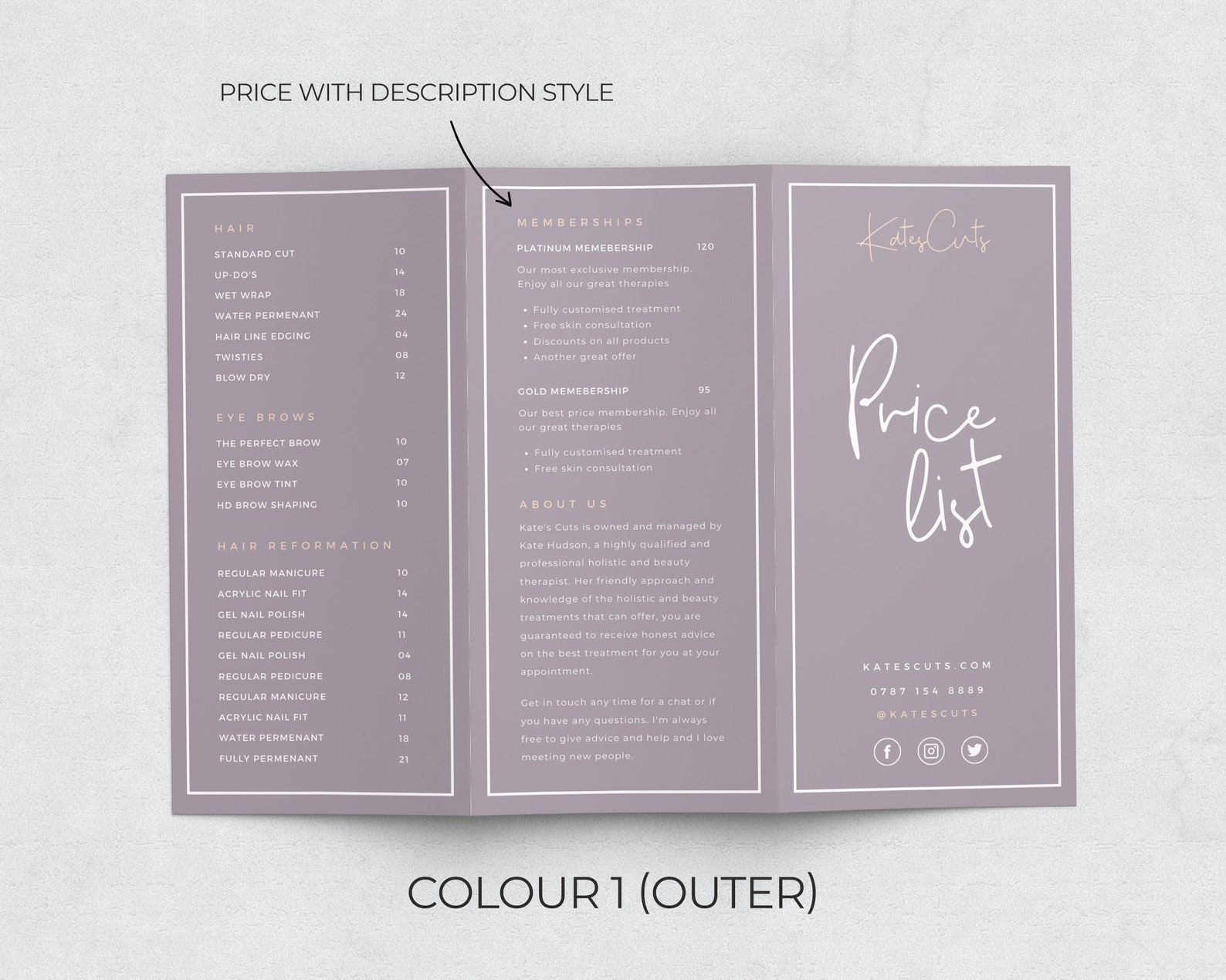 Modern Tri-fold Editable Price List Template / Z Fold Price - Etsy