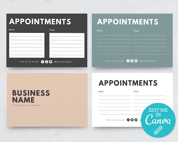 Big & Bold Appointment Card Template / Editable Appointment - Etsy
