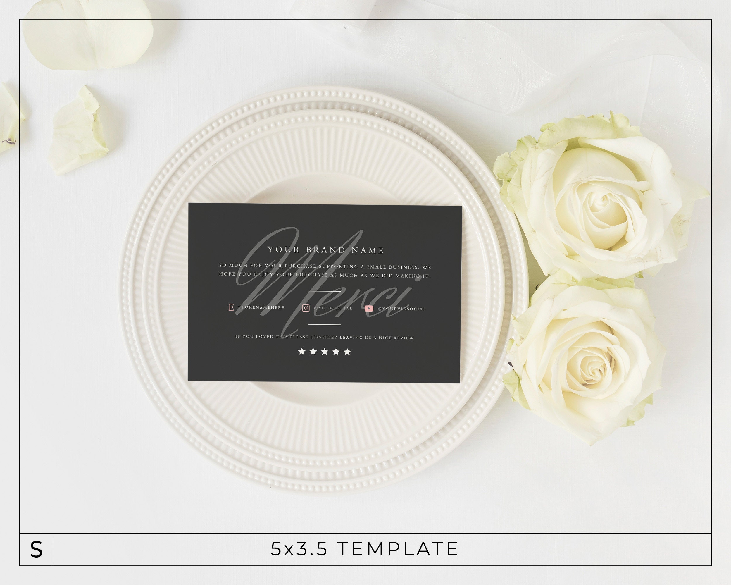 Merci Thank You Card Template Canva / Editable Thankyou Card Template ...
