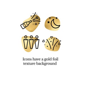 150 Gold Wedding Icons // Gold & Black Icons // Gold Foil Icons ...