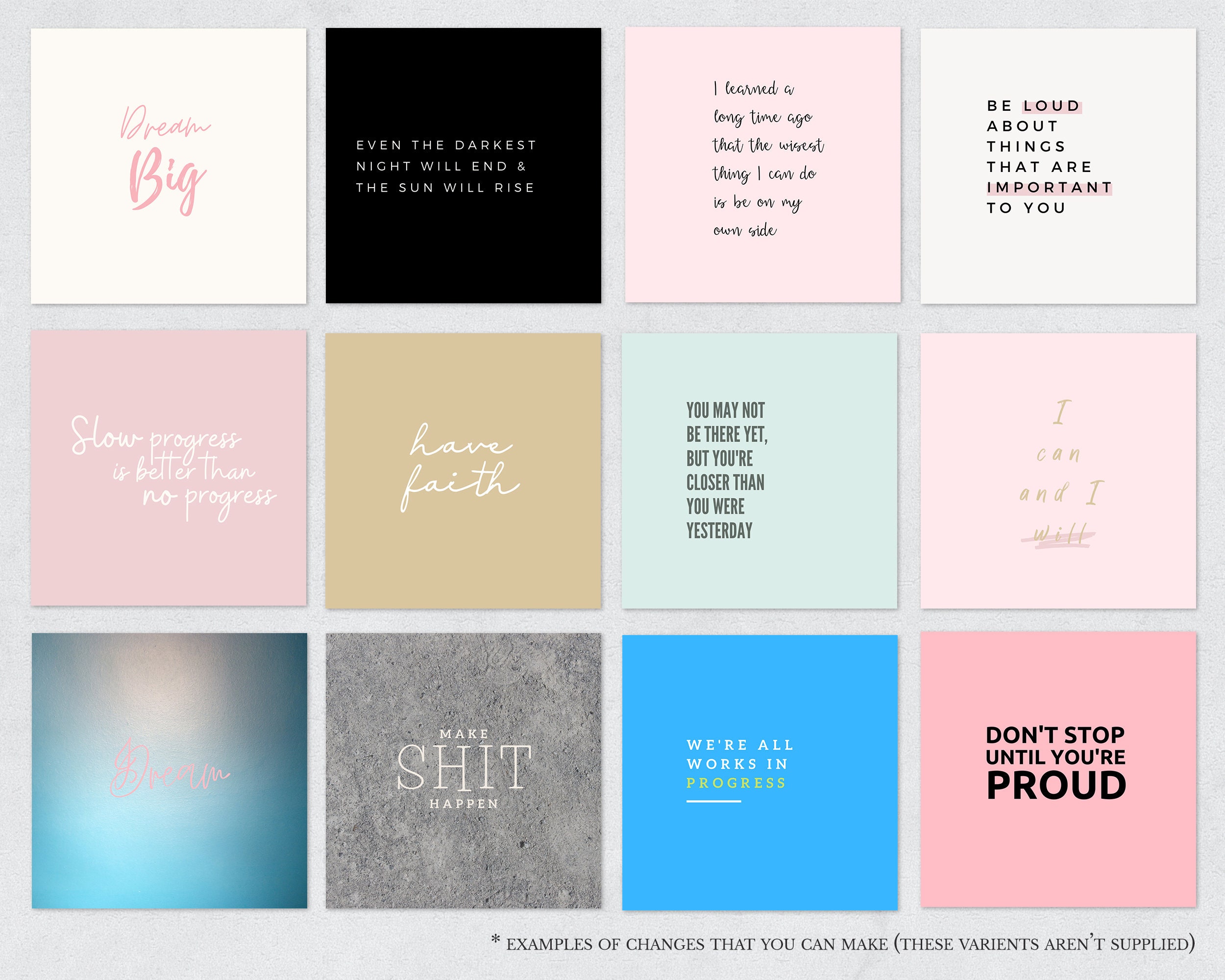 150 Editable Positive Instagram Post Quotes / Watercolour | Etsy