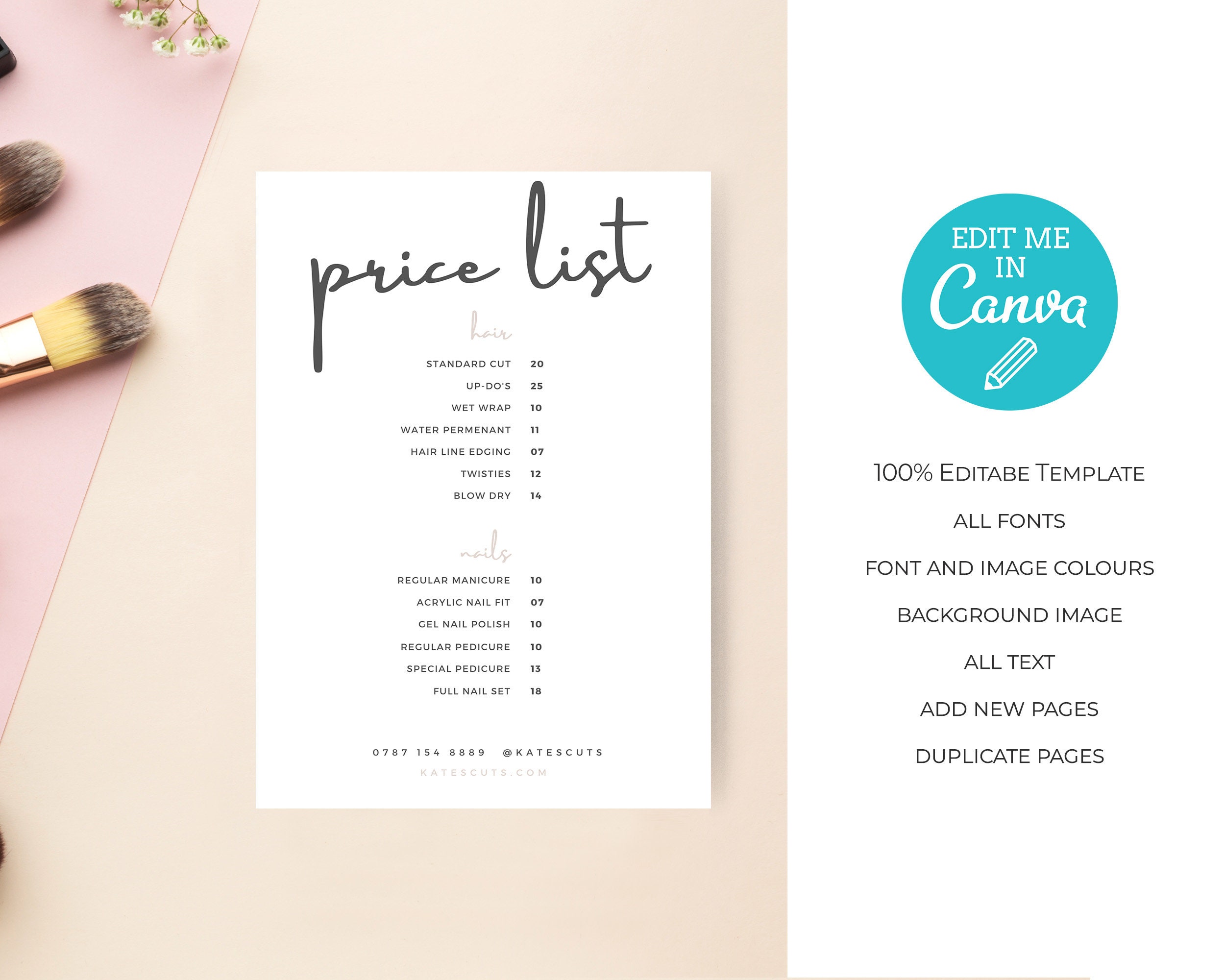 Simple Price List Template / Minimalist Printable Price List / Modern ...