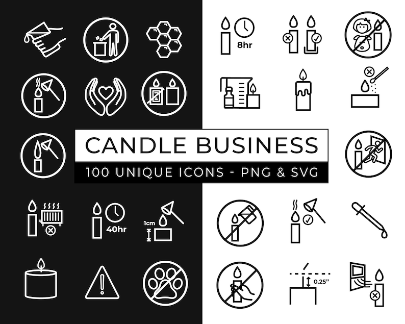 Candle Care Icon Set / Candle Icons / Candle Business Icons / - Etsy