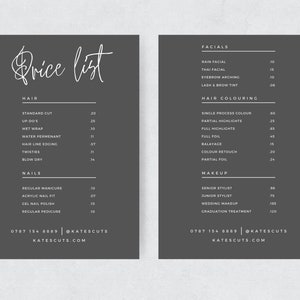 Minimalist Editable Price List Template // Modern Price List | Etsy