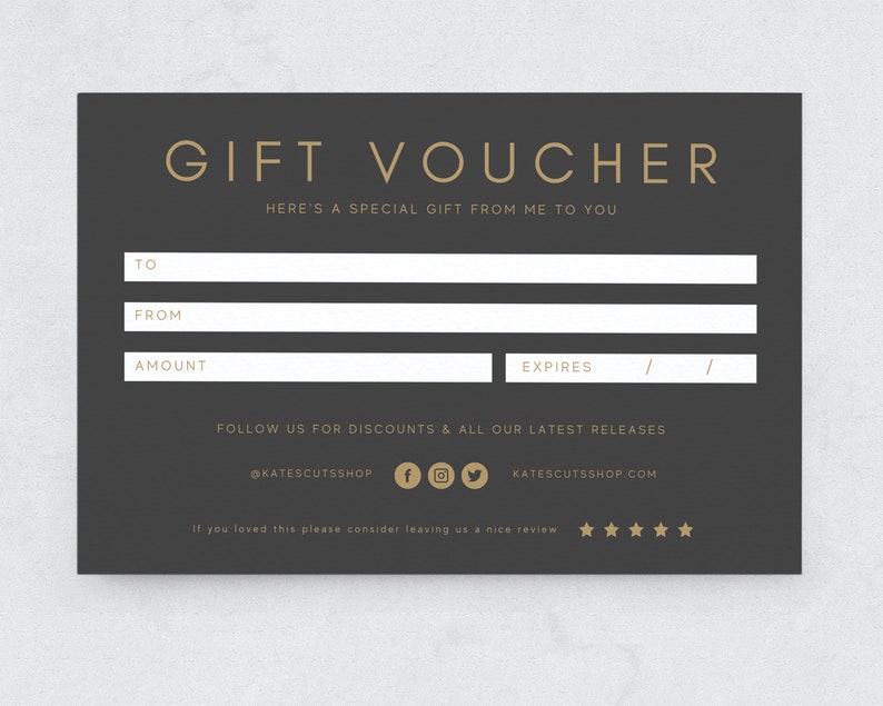 Minimalist Gift Card Template / Gold Editable Gift Voucher Template ...