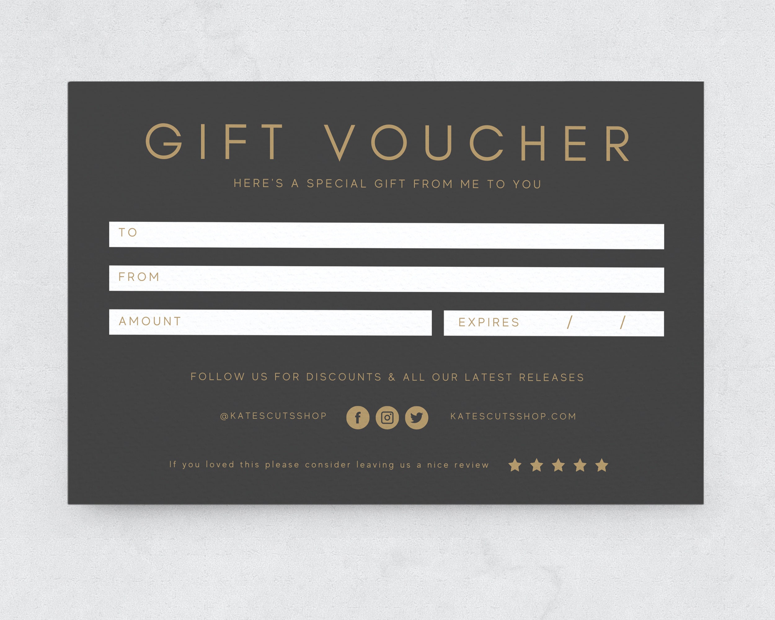 Minimalist Gift Card Template / Gold Editable Gift Voucher - Etsy UK
