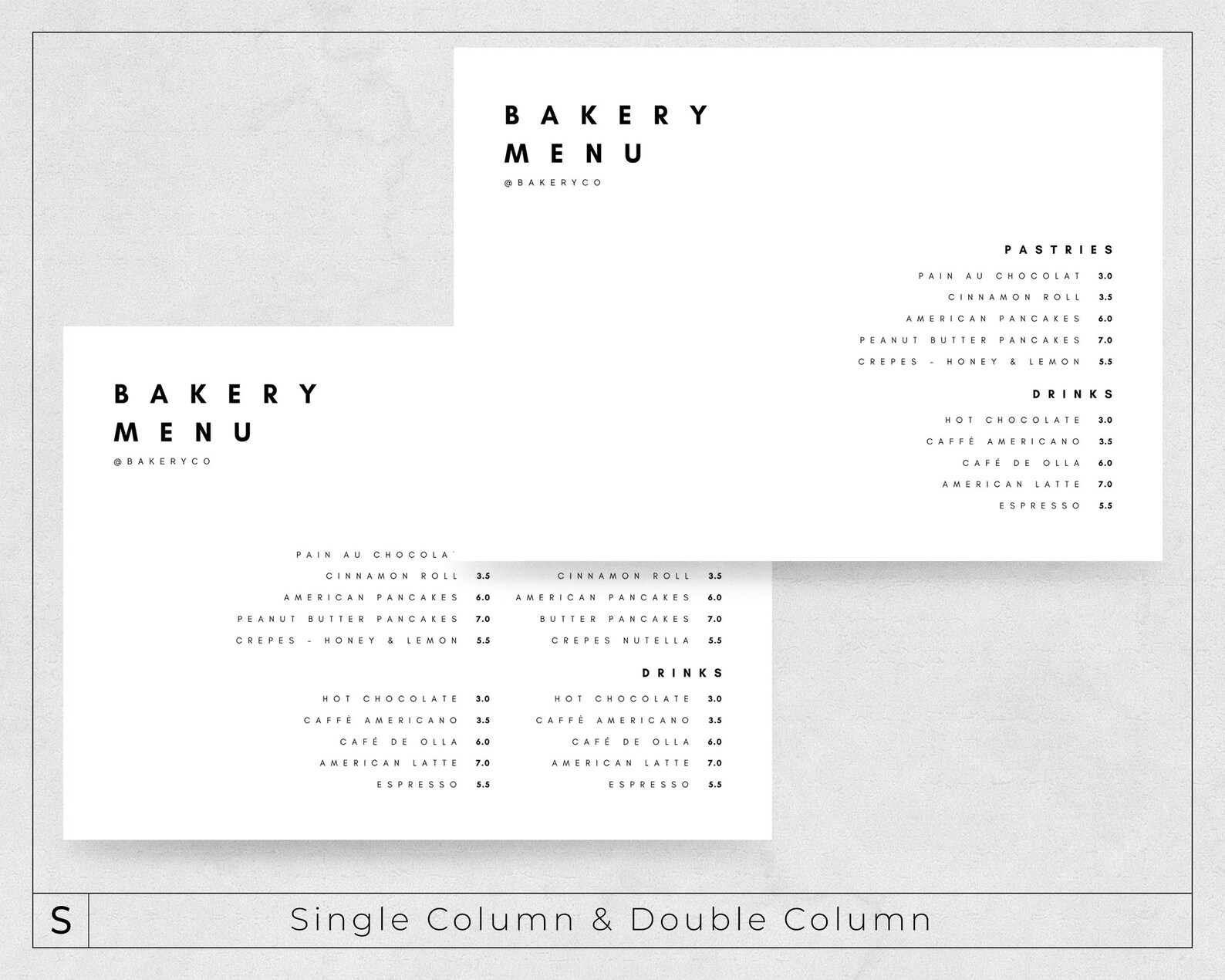 Minimalist Bakery Menu Template / Editable Restaurant Menu / | Etsy