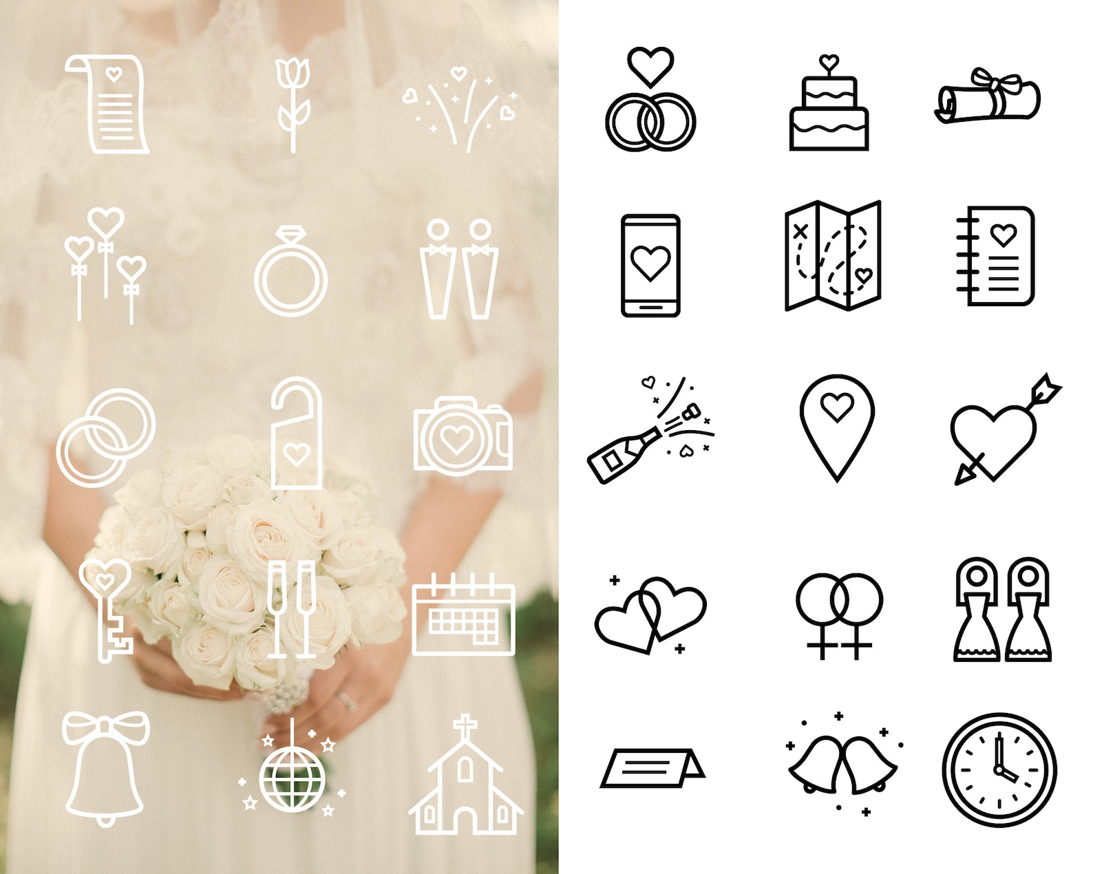 Wedding Icons / Marriage Icon Pack / Wedding Elements Clipart / SVG ...
