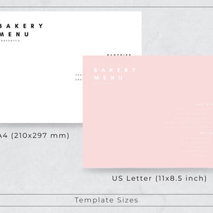 Minimalist Bakery Menu Template / Editable Restaurant Menu / Simple ...