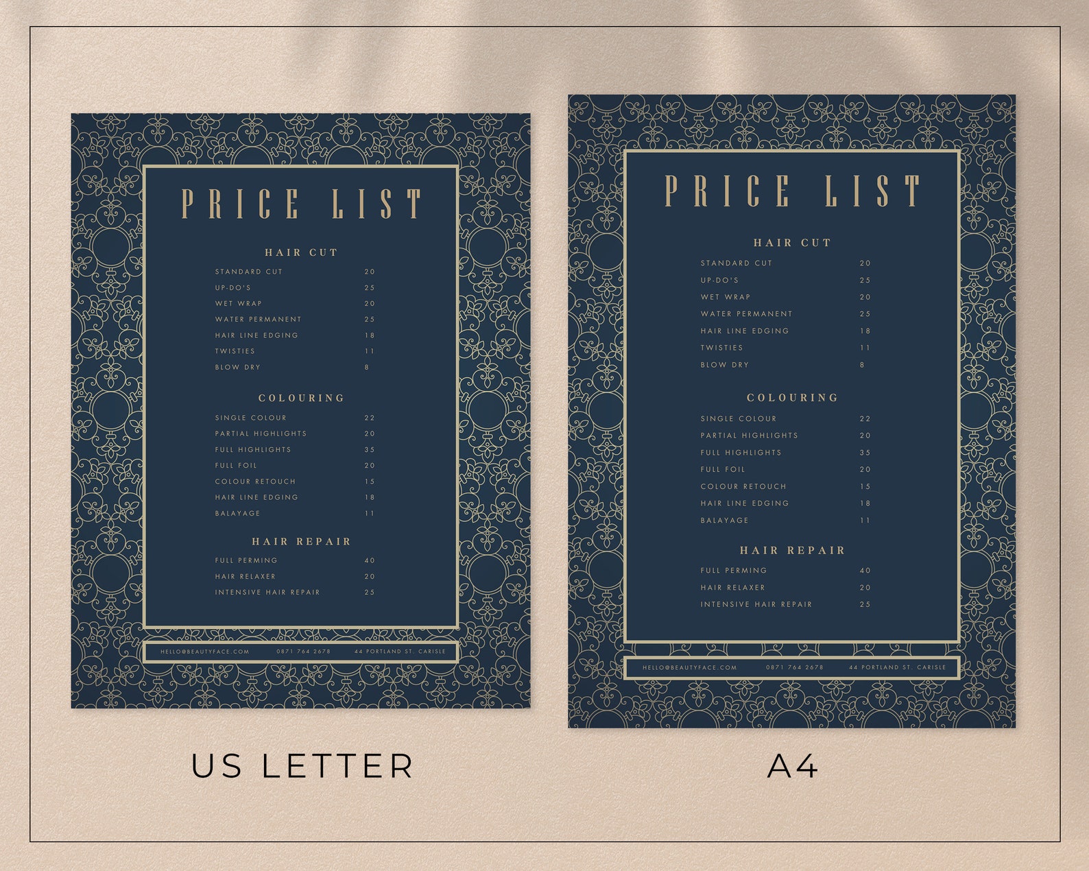 Arabesque Price List Template / Arab Gold Price List Template ...