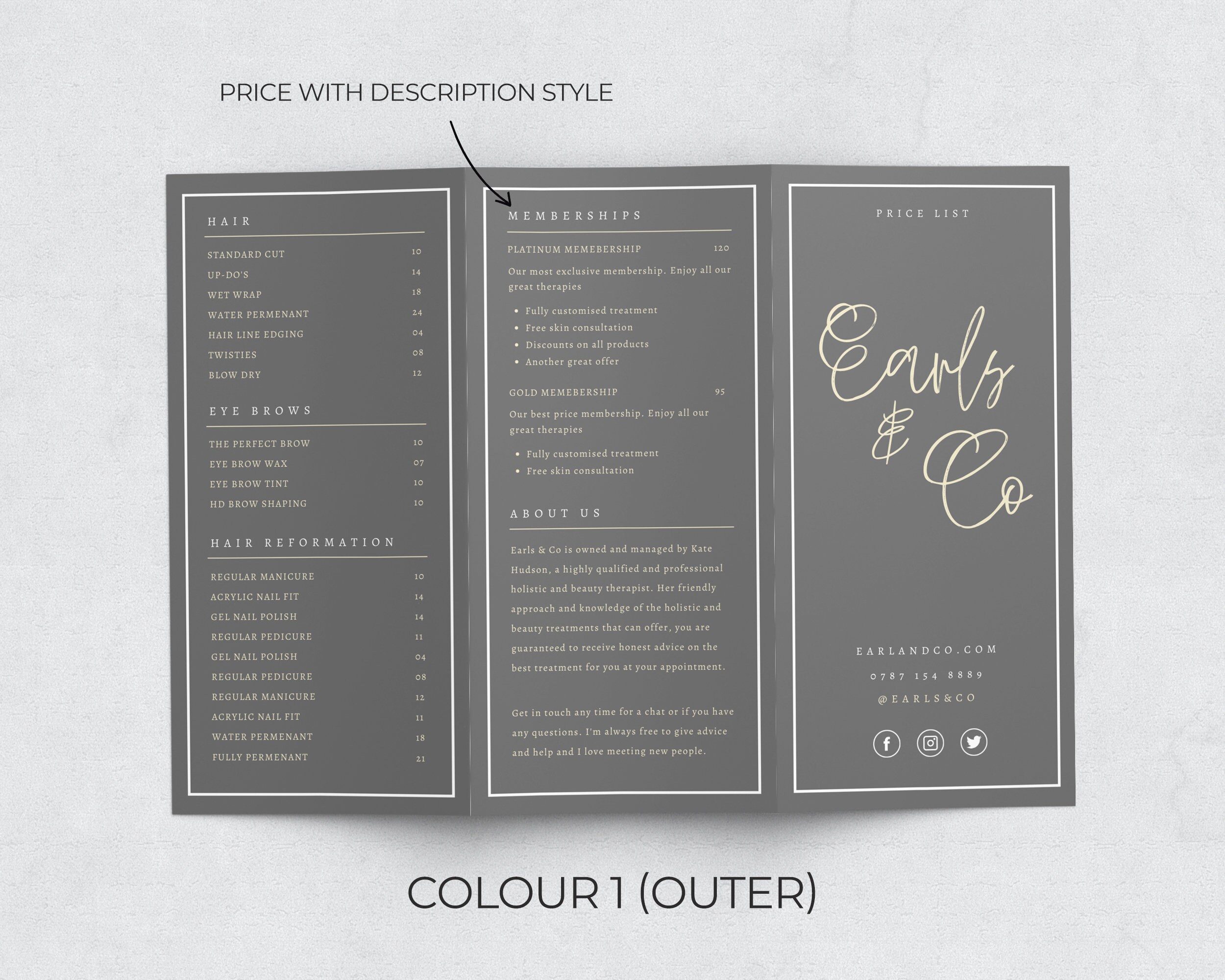Minimalist Tri-fold Editable Price List Template / Z Fold Gold - Etsy UK