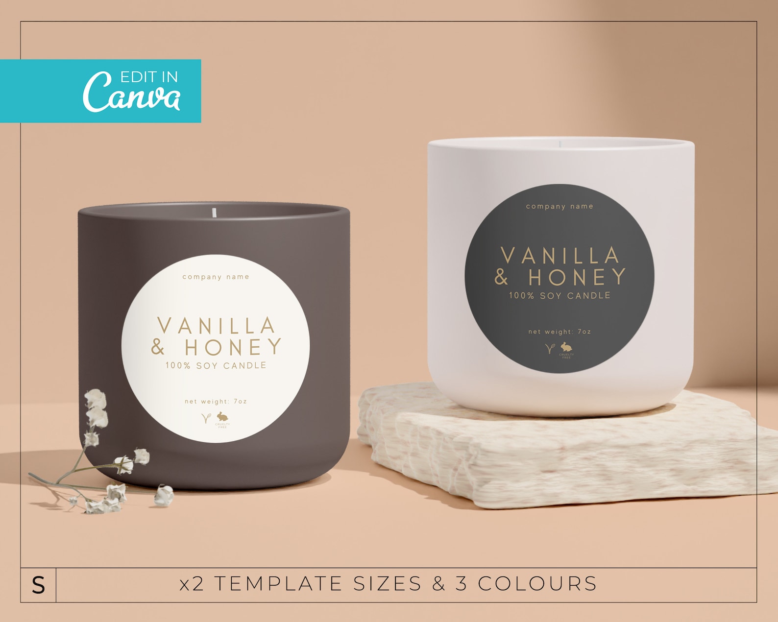 Circular Candle Label Template / Circular Labels / Editable - Etsy