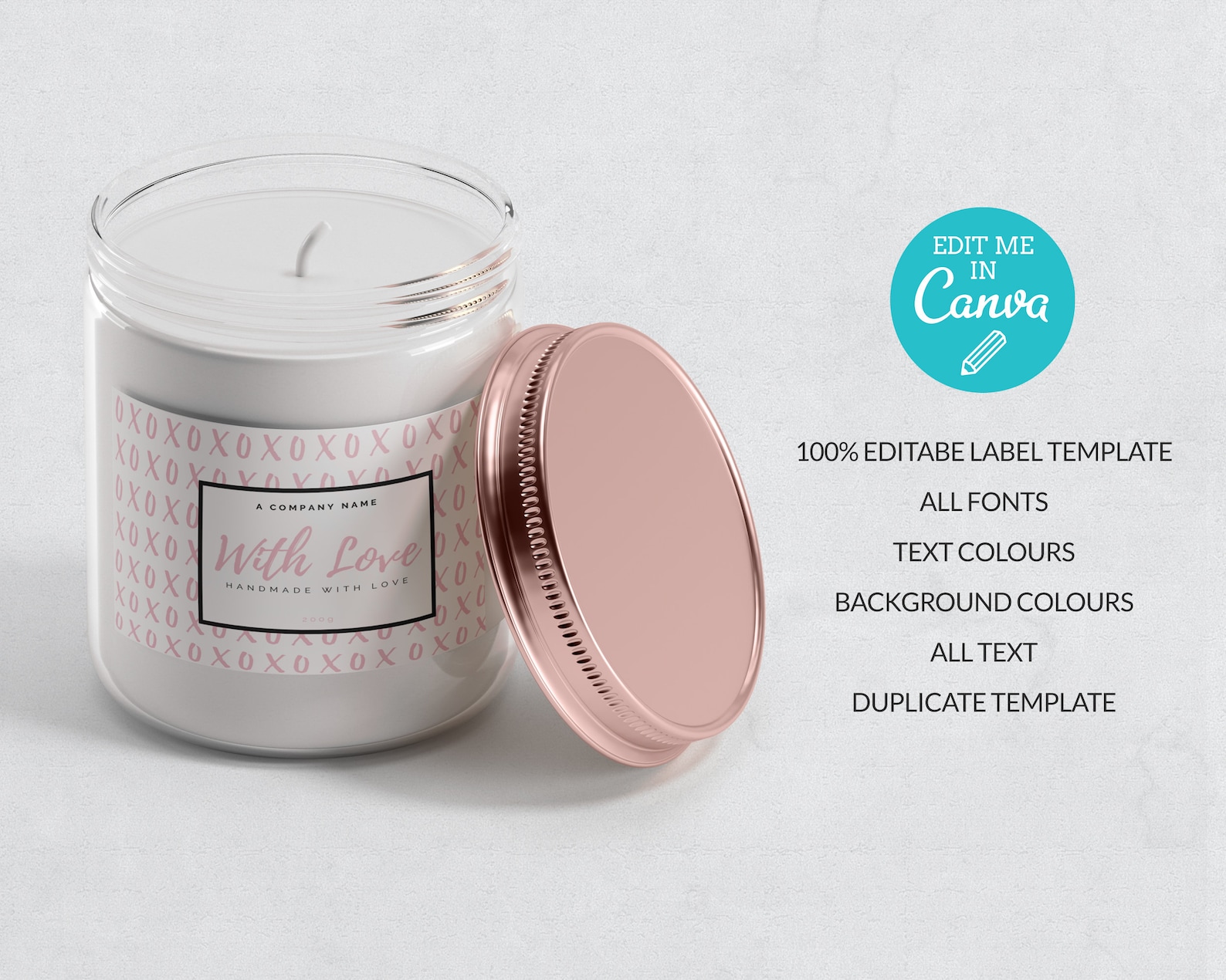 Pink & Black Candle Label Template / Pink Black Editable Candle Labels ...