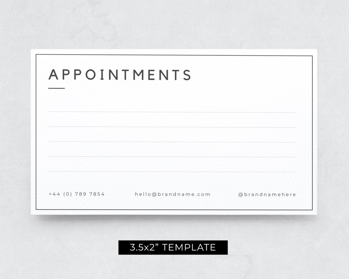 Editable Appointment Card Template / Simple Appointment Card / | Etsy