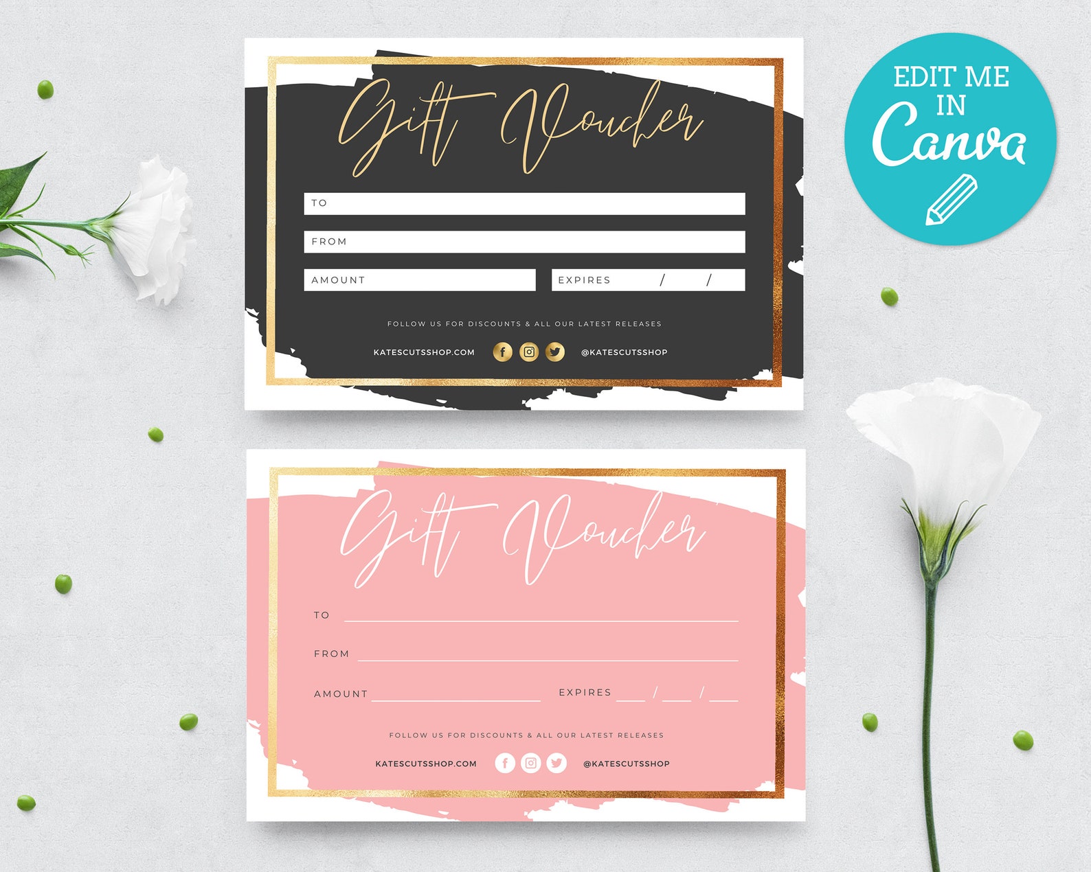 Gold Gift Card Template / Minimalist Editable Gift Voucher | Etsy