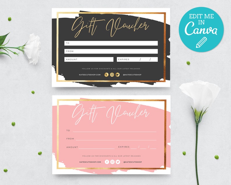 Gold Gift Card Template / Minimalist Editable Gift Voucher | Etsy