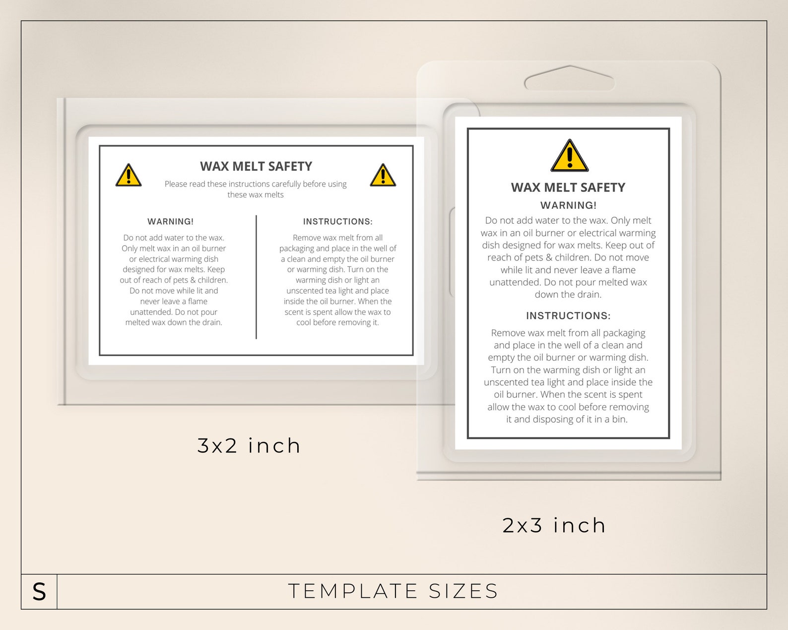 Wax Melt Warning Labels / Wax Melt Labels / Wax Melt Instructions ...