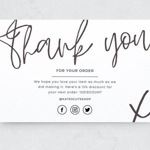Gold Thank You for Your Order Card Template / Editable Business Thank ...