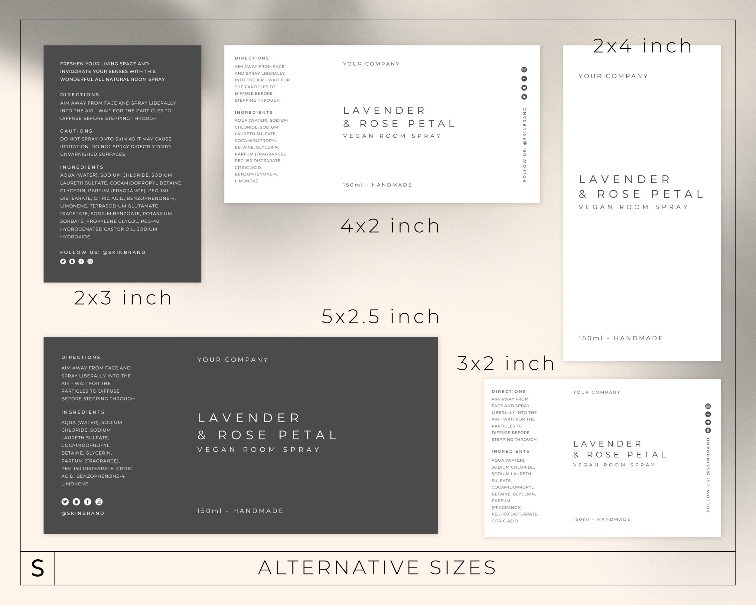 Minimalist Room Spray Bottle Label Template / Fragrance Label Template ...