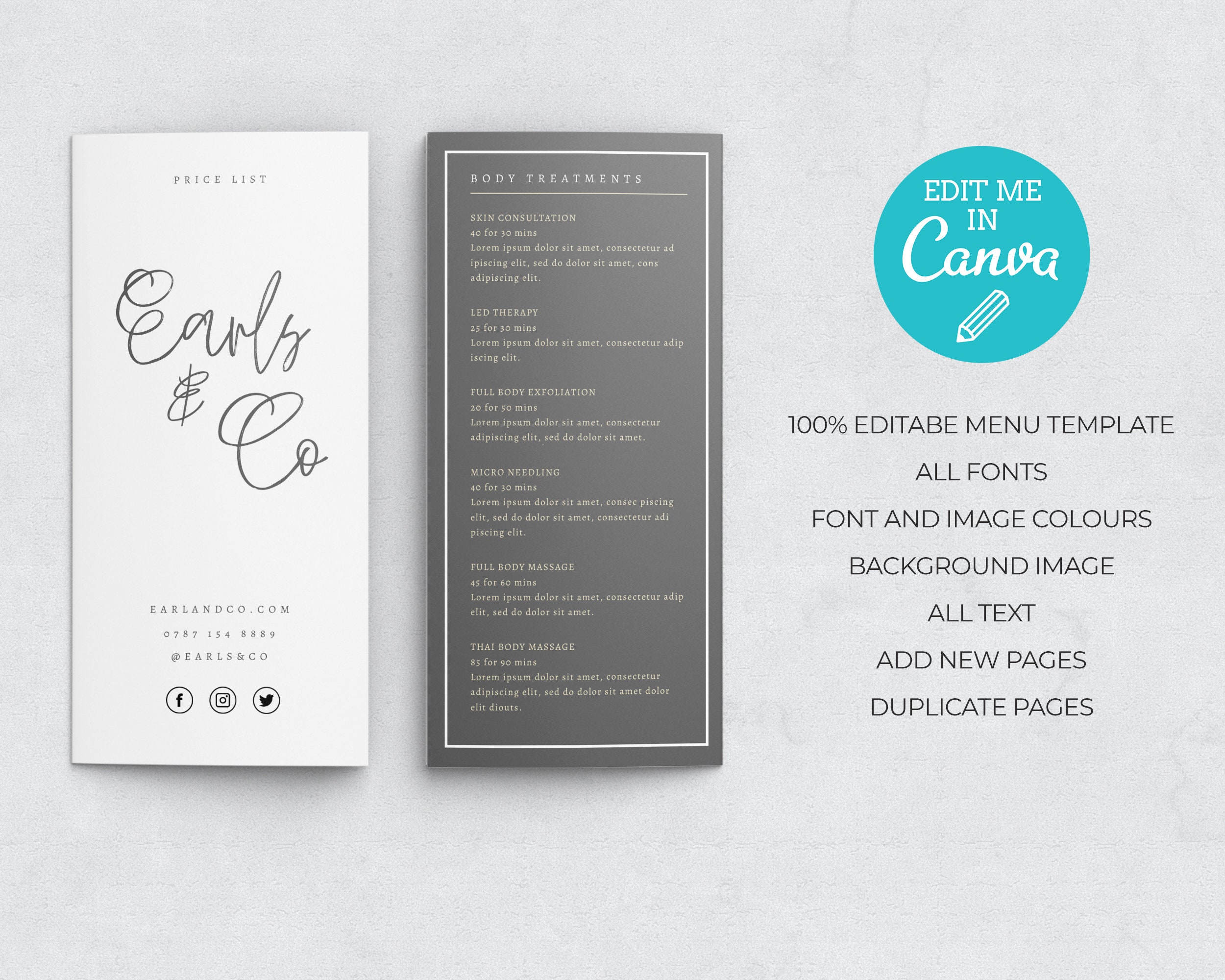 Minimalist Tri-fold Editable Price List Template / Z Fold Gold Price ...
